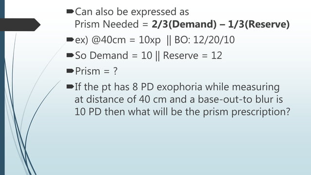 Prism therapy in orthoptics | PPTX