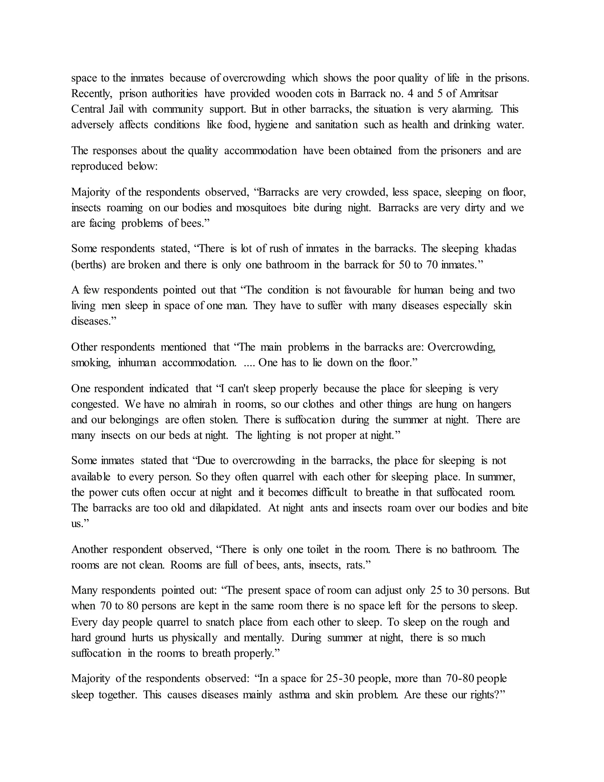 Living condition of prisoners | DOCX