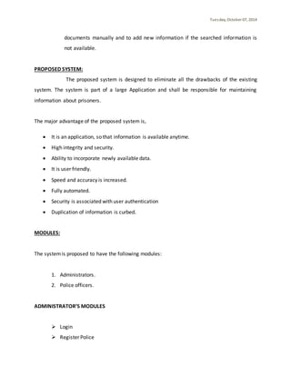 Web based Prison management system | DOCX