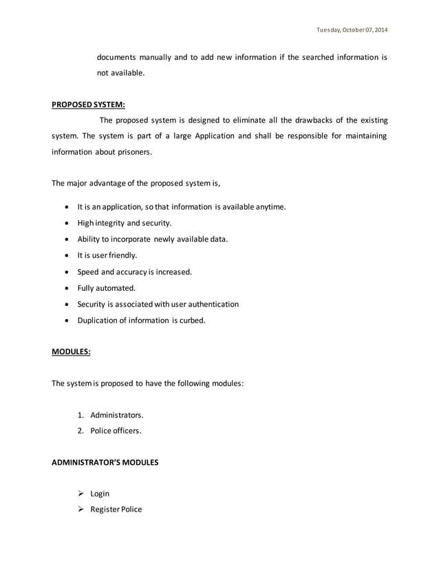 Web based Prison management system | DOCX | Databases | Computer ...