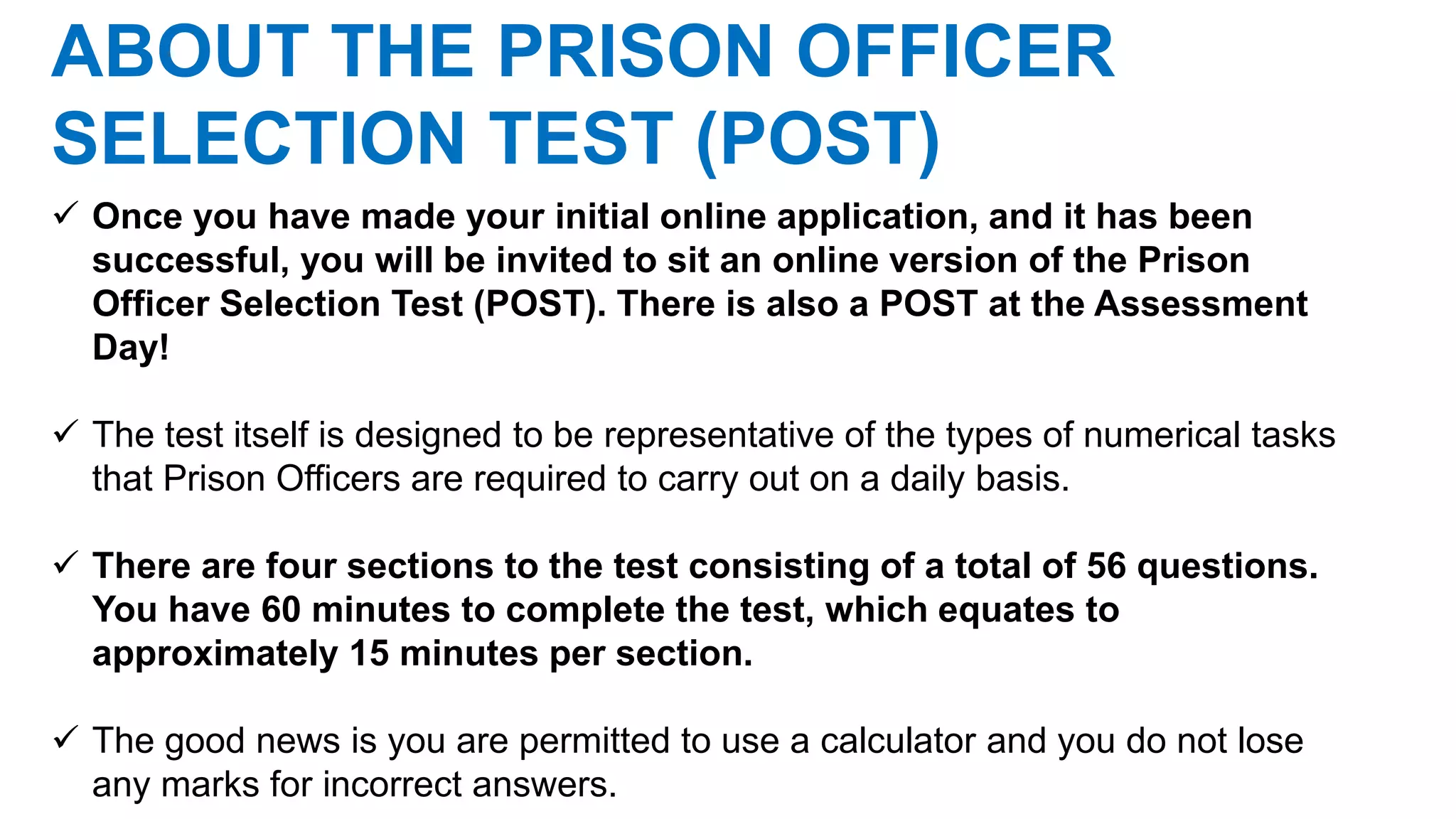 Prison Officer Selection Test (POST) Questions and Answers | PPTX