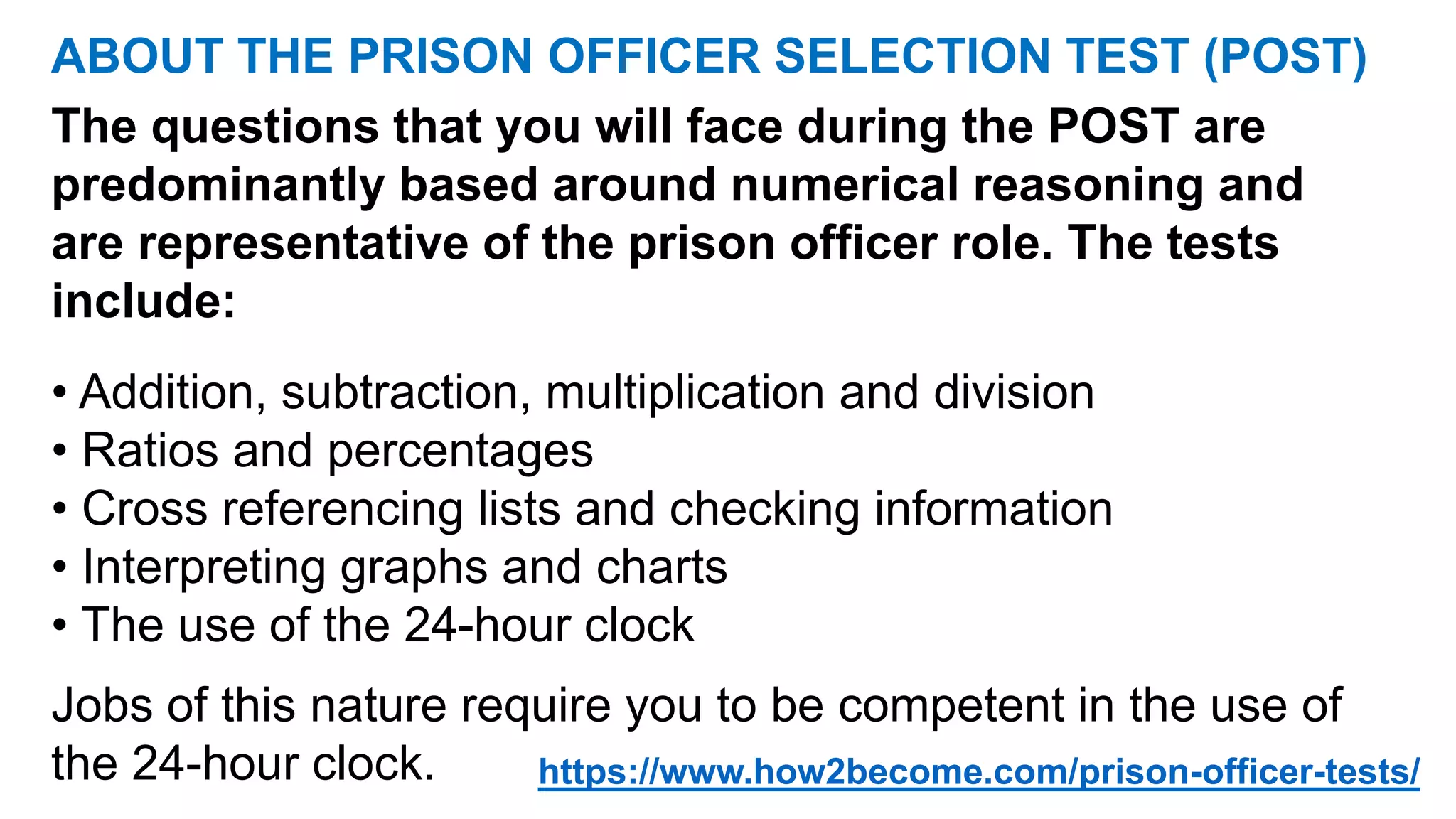 Prison Officer Selection Test (POST) Questions and Answers | PPTX
