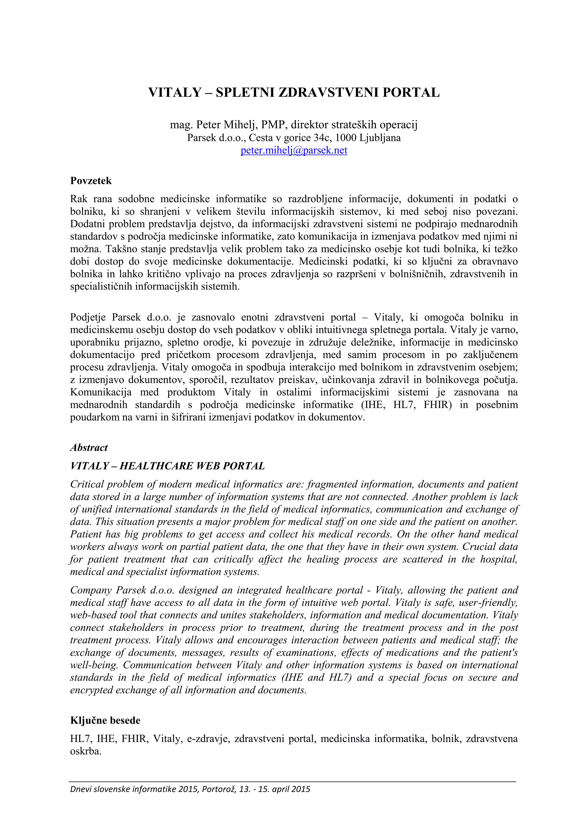 VITALY – HEALTHCARE WEB PORTAL | PDF