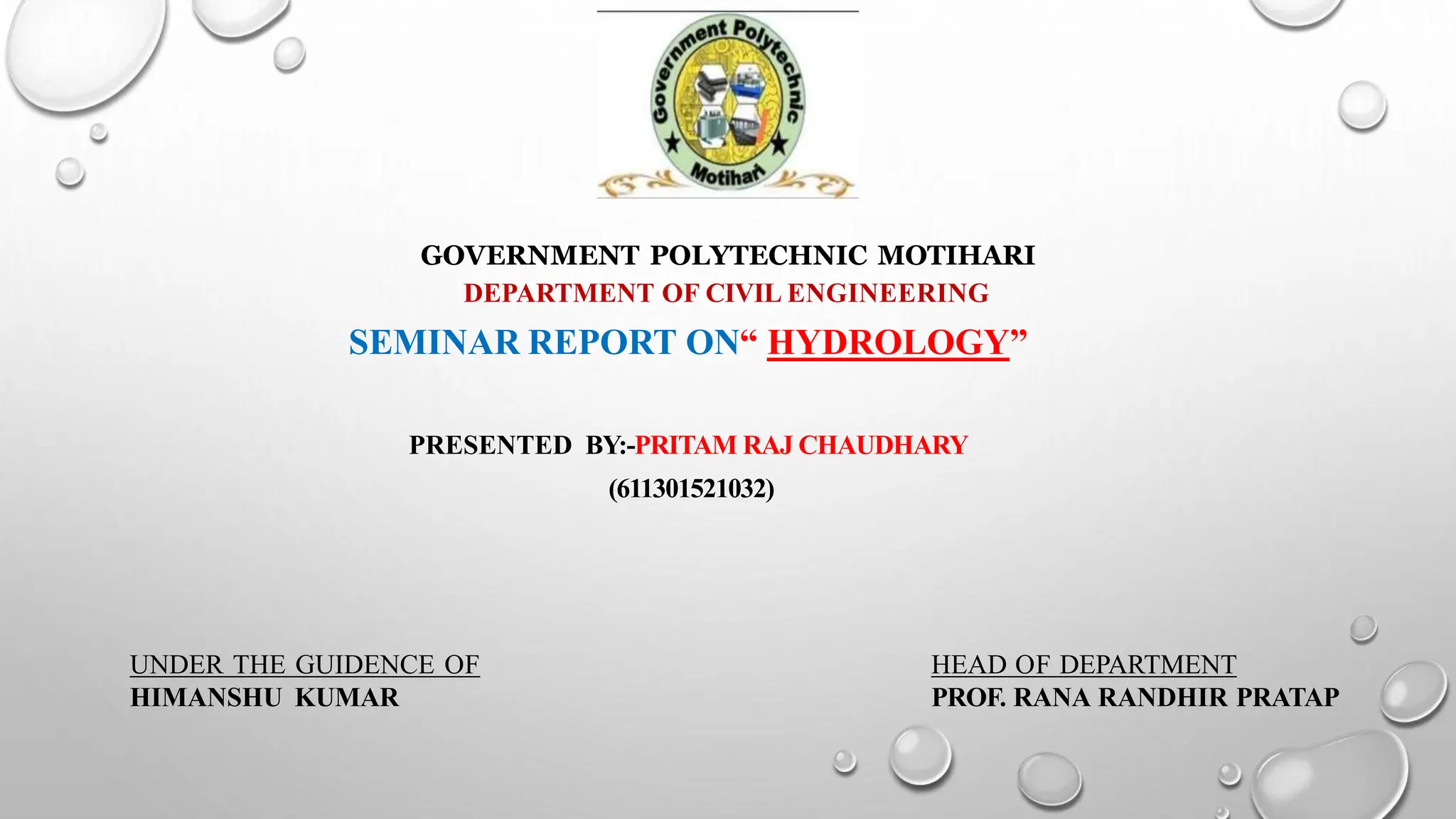 A seminar report on hydrological cycle for civil engineering students ...