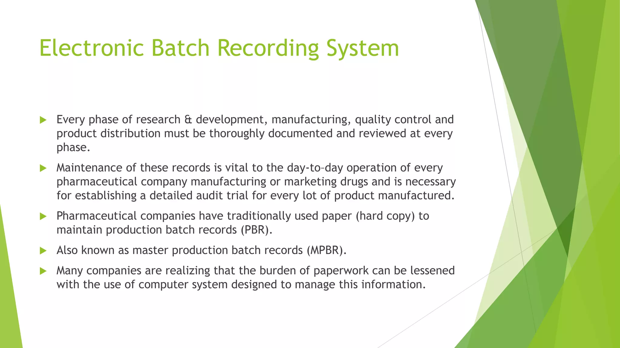 EBR management in the pharmaceutical industry | PPTX