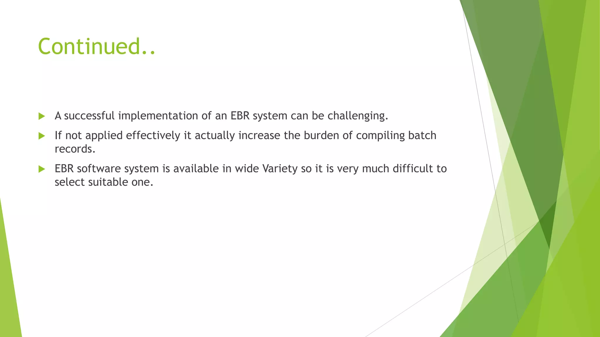 EBR management in the pharmaceutical industry | PPTX