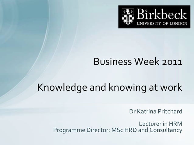 Birkbeck Business Week Presentation | PPT