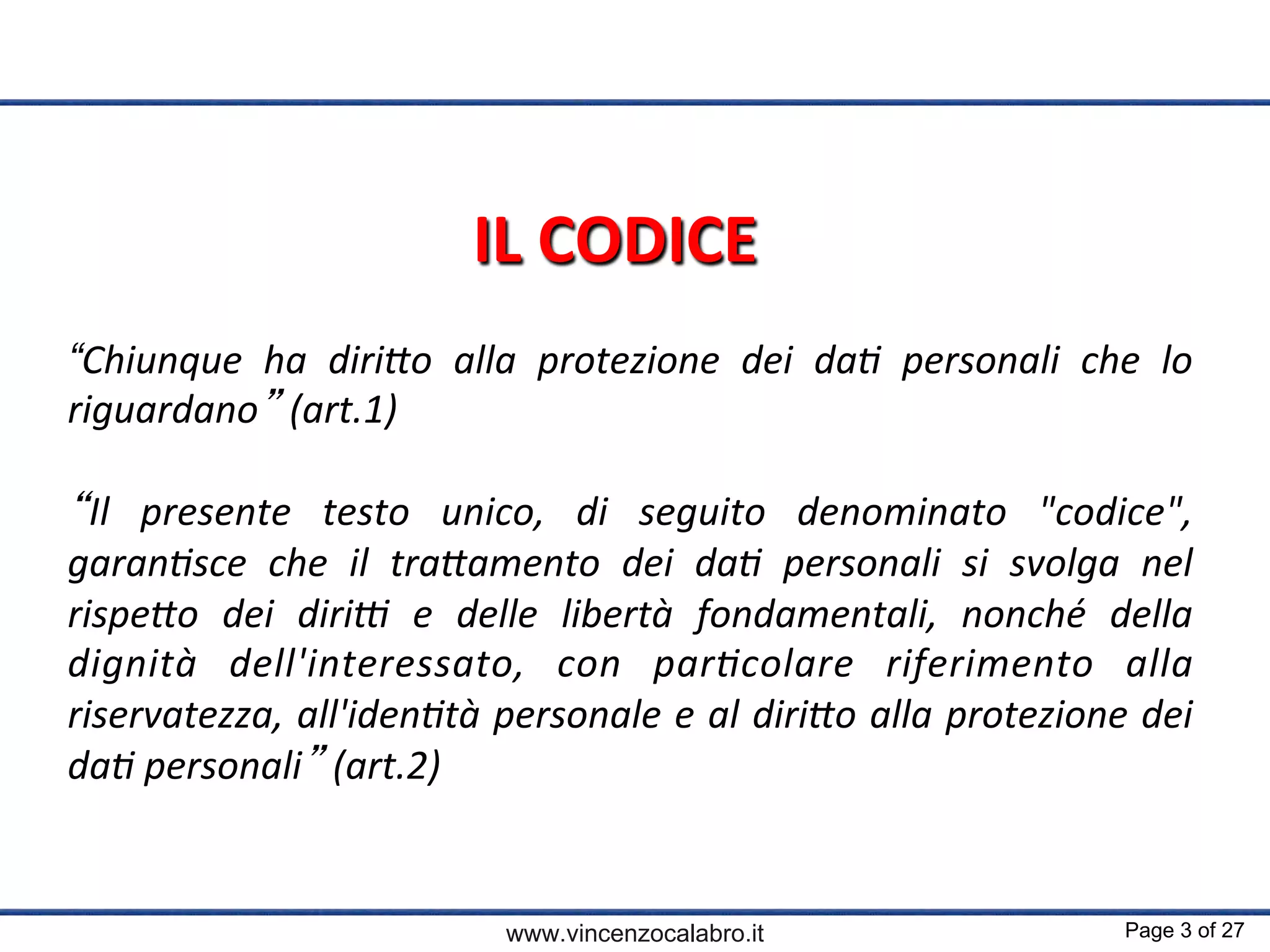 La Privacy: Protezione dei Dati Personali | PDF