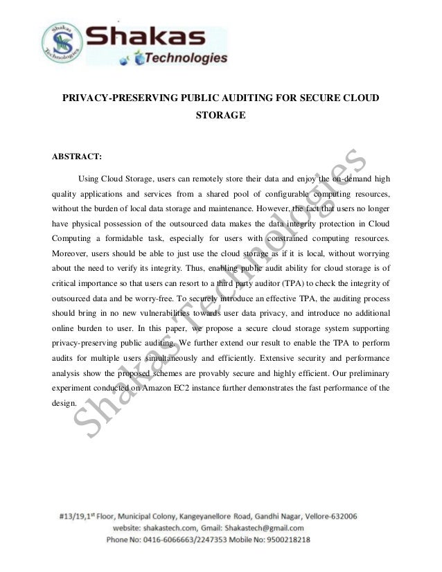 Privacy preserving public auditing for secure cloud storage