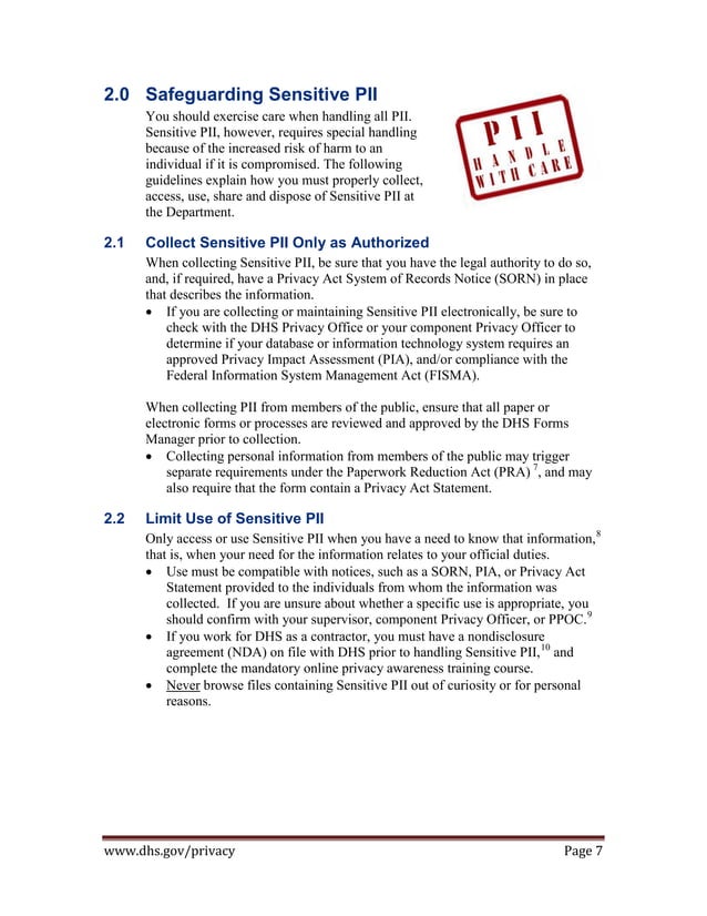 Privacy Safe Guarding Sensitive PII Handbook 2013 | PDF