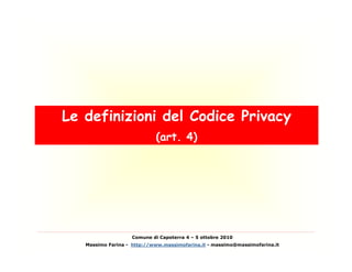 Il Codice della Privacy nella P.A. | PPT