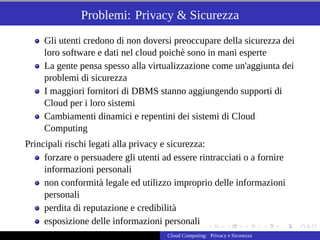 Privacy e sicurezza nel cloud computing | PPT