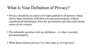 Privacy in cyberspace | PPTX
