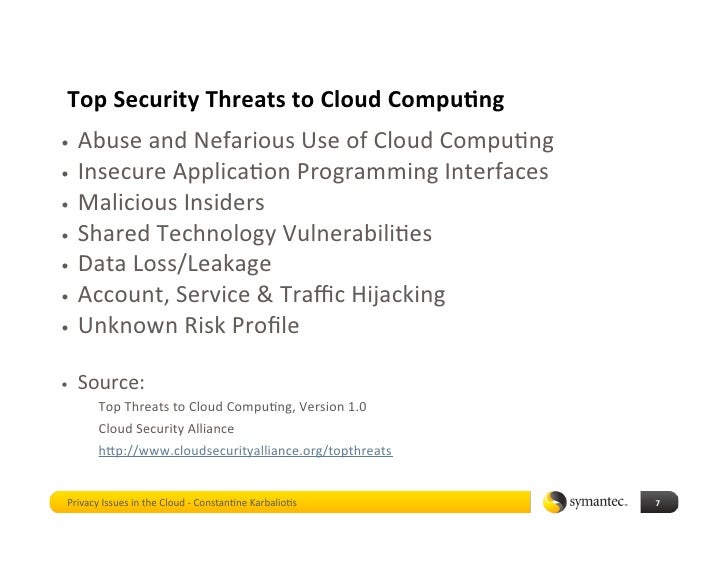 Privacy issues in the cloud final
