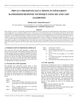Privacy preserving data mining in four group randomized response technique using id3 and cart ...