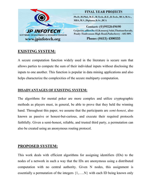 Privacy preserving data sharing with anonymous id assignment | DOCX | Computer Networking ...