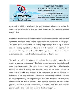 Privacy preserving data sharing with anonymous id assignment | PPT