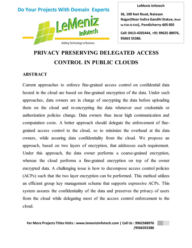 Privacy preserving delegated access control in public clouds | DOCX