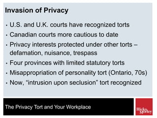 Privacy tort and your workplace | PPTX
