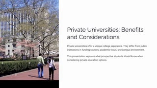 Private Universities: Benefits and Considerations | PDF