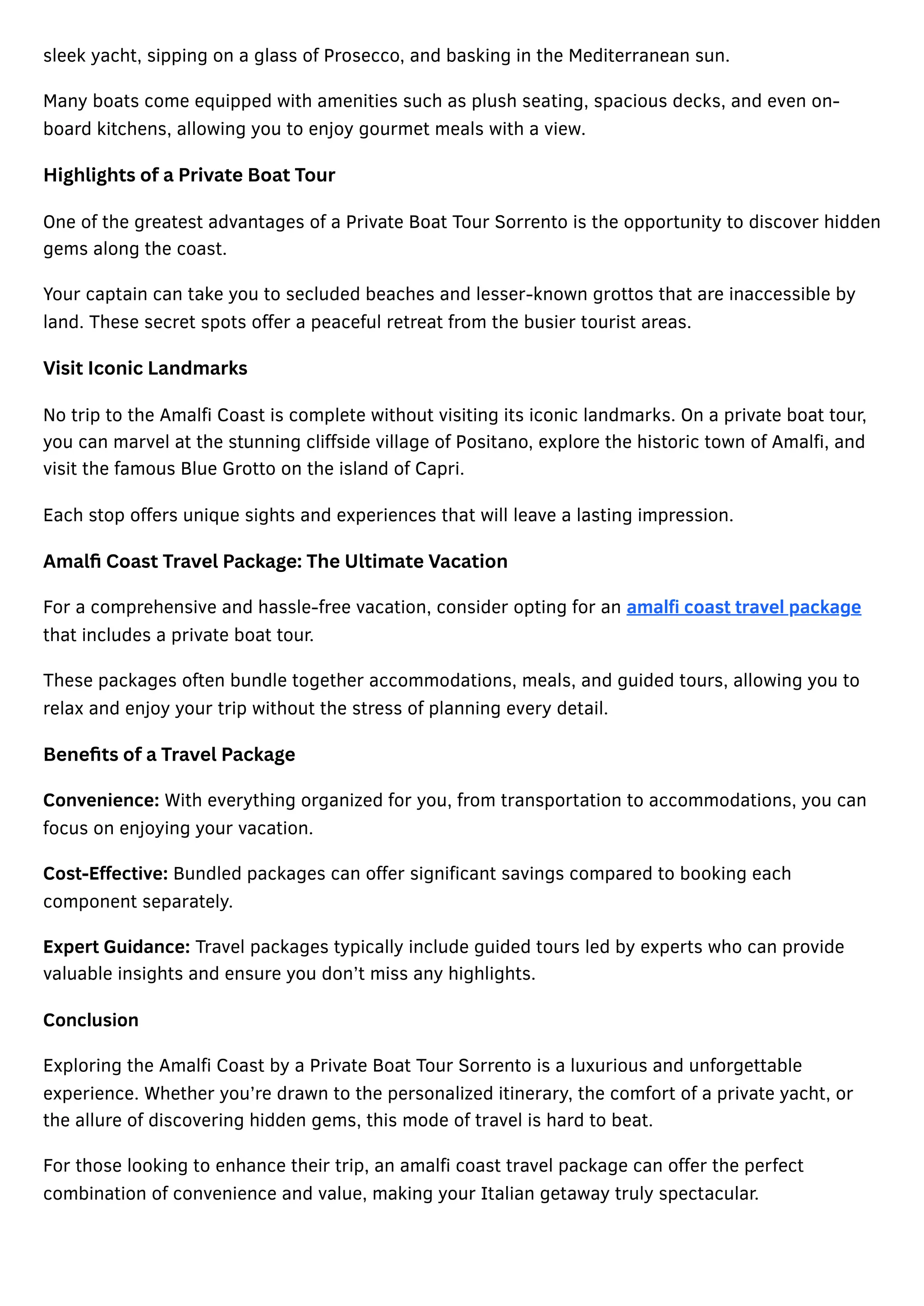 Ultimate Amalfi Coast Experience | Private Boat Tours from Sorrento | PDF