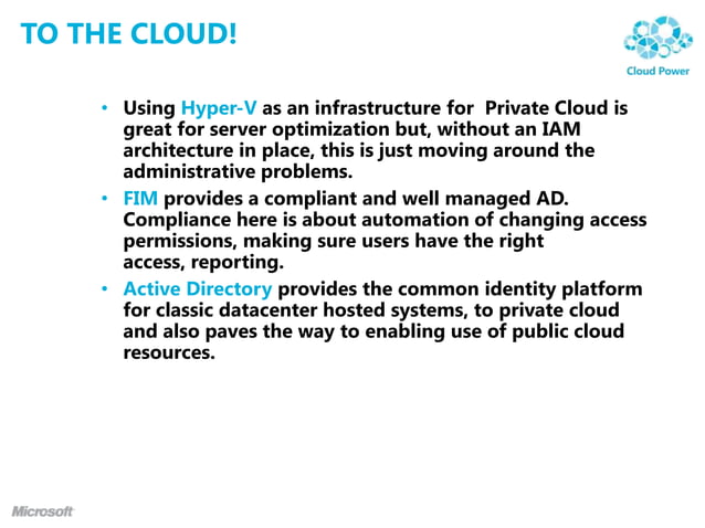 Private Cloud Forefront Identity Manager 2010 Adam Bresson Ppt
