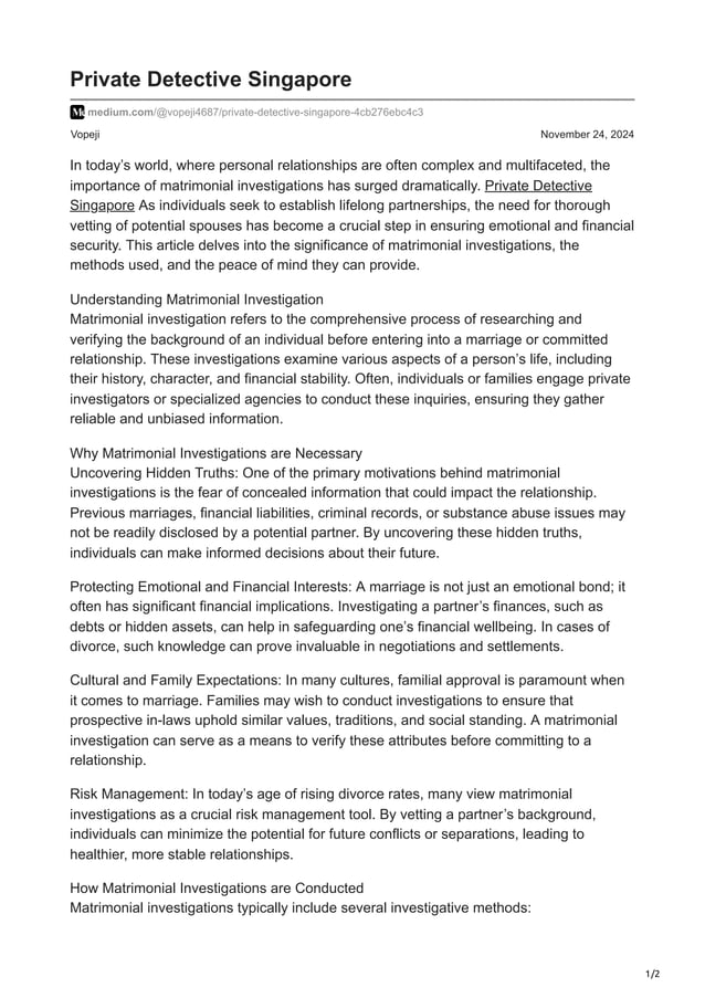 Private Detective Singapore.pdf Private Detective Singapore | PDF