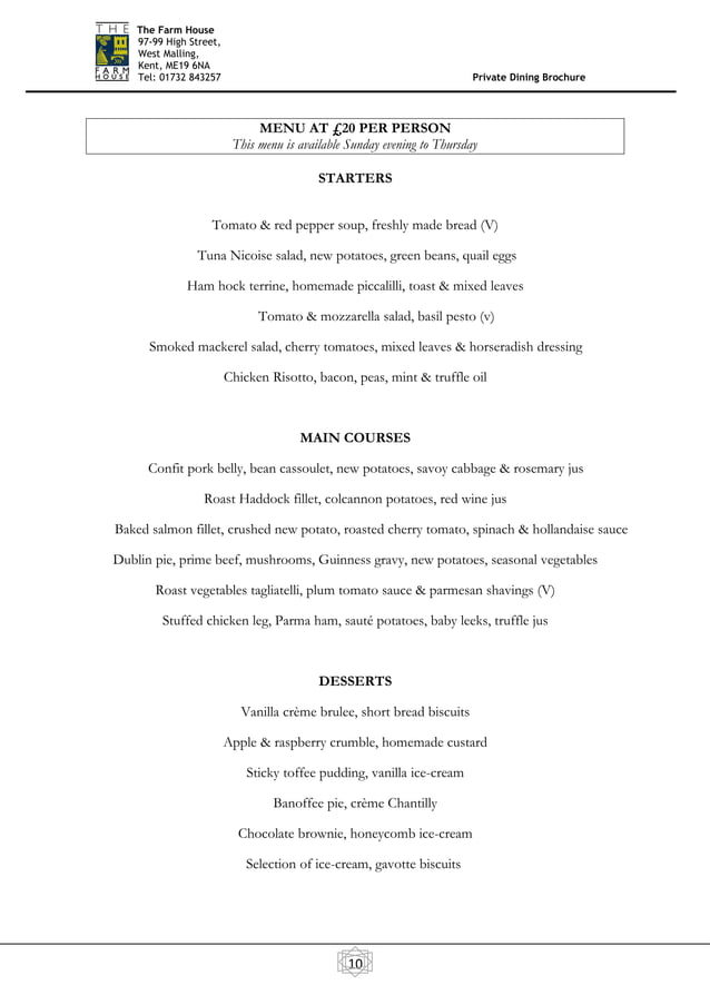Farm House Private Dining Brochure | PDF