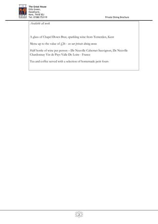 Great House Private dining brochure | DOC