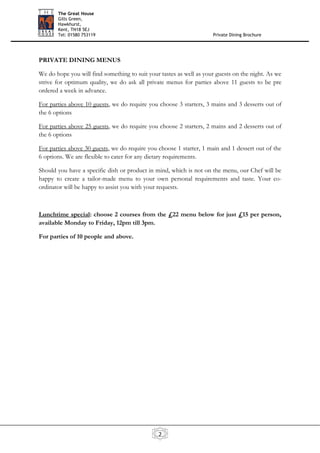 Great House Private dining brochure | DOC