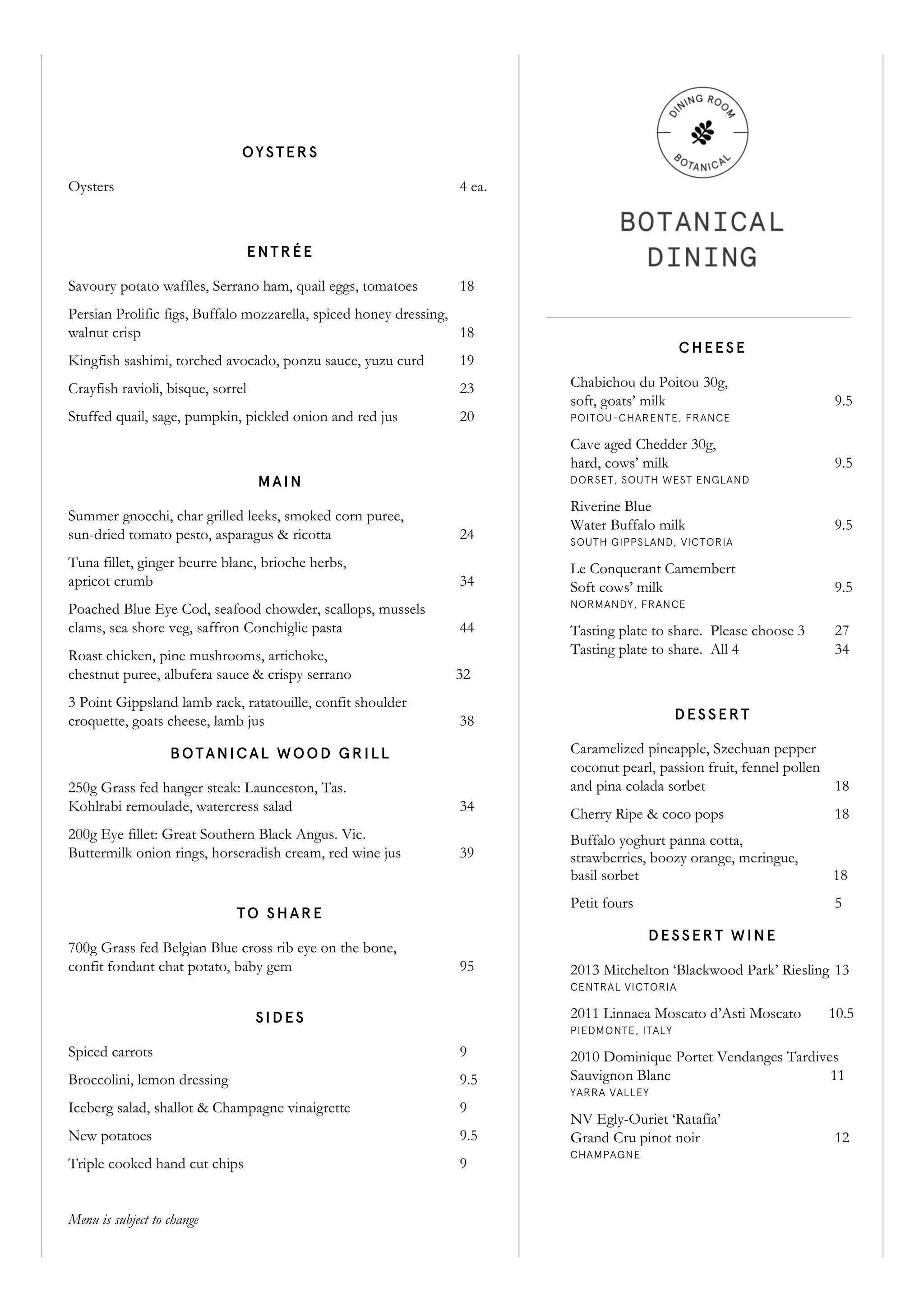 Private Dining Menus - The Botanical | PDF