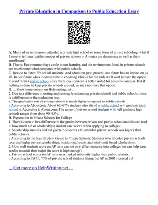 Private Education In Comparison To Public Education Essay | PDF