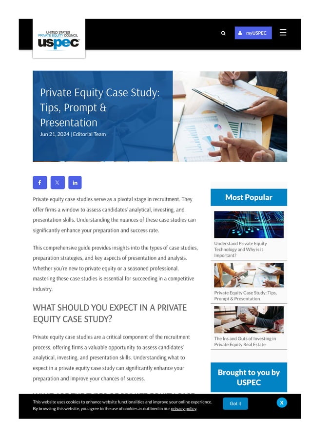 Private Equity Case Study Tips, Prompt & Presentation.pdf | Private Equity | Business Banking ...