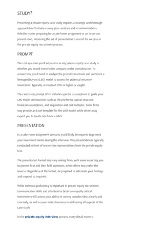 Private Equity Case Study Tips, Prompt & Presentation.pdf | Private Equity | Business Banking ...