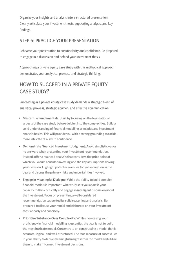 Private Equity Case Study Tips, Prompt & Presentation.pdf | Private Equity | Business Banking ...