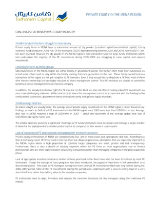 Private Equity In Mena Tadhamon Research Note April 2011 | PDF