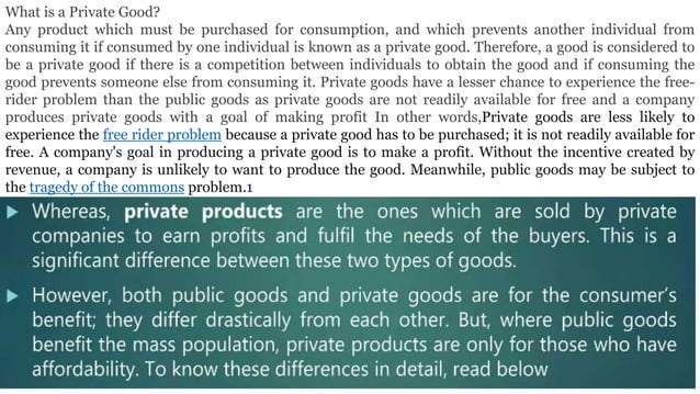 Private Goods of Public economics thoery of Private goods | PPT