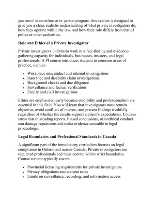 Private Investigator Course Curriculum: What’s Covered? | PDF