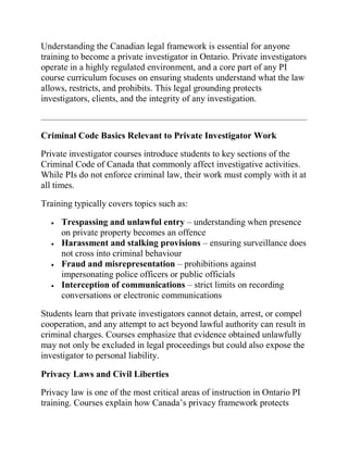 Private Investigator Course Curriculum: What’s Covered? | PDF