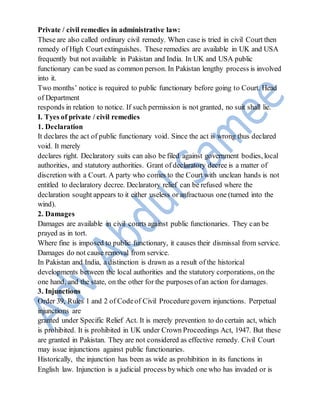 Private Law Remedies in Administrative Law | DOCX