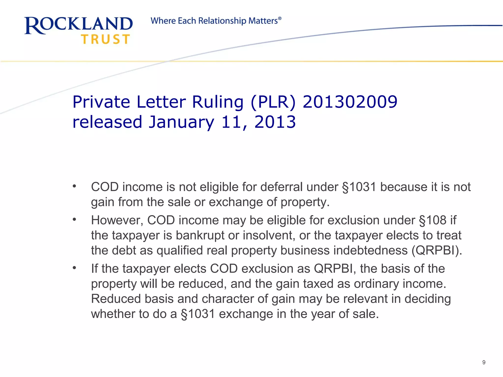 Private Letter Ruling (PLR) 201302009 | PPT