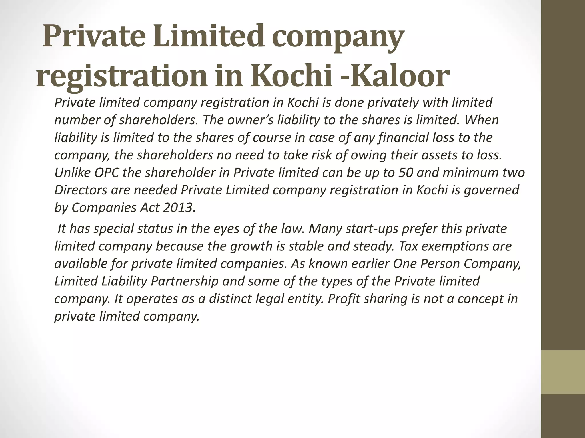 Private limited company registration in kochi | PPTX
