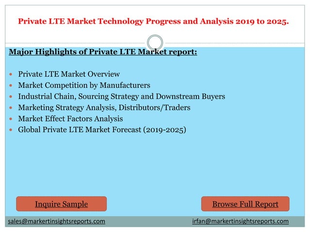 Private LTE Market Technology Progress and Analysis 2019 to 2025 | PPT