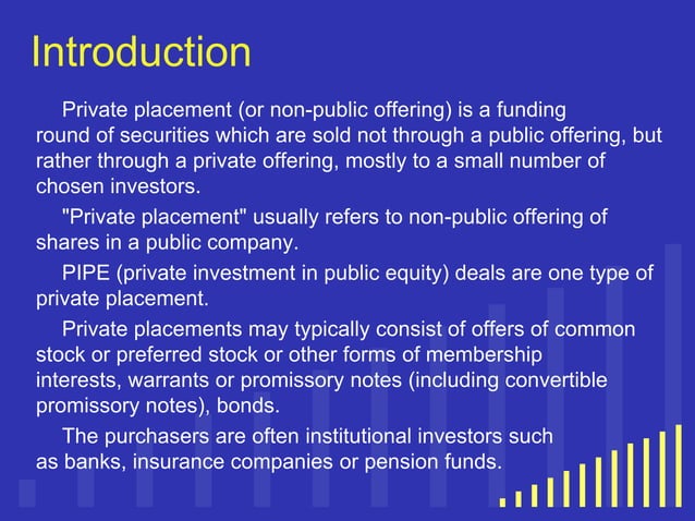 Private Placement | PPTX | Stocks and Bonds | Personal Investing