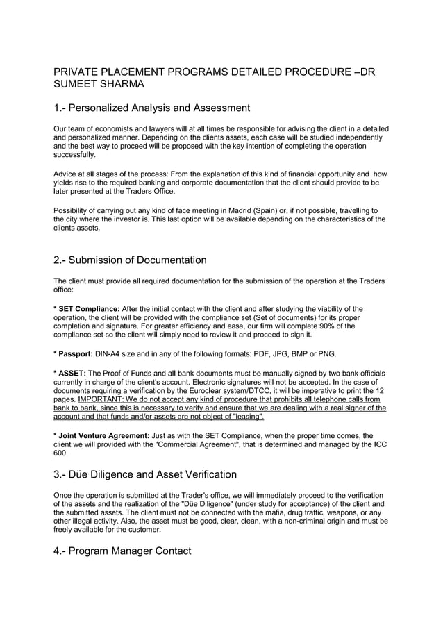 Private placement programs detailed procedure | PDF | Business Banking ...