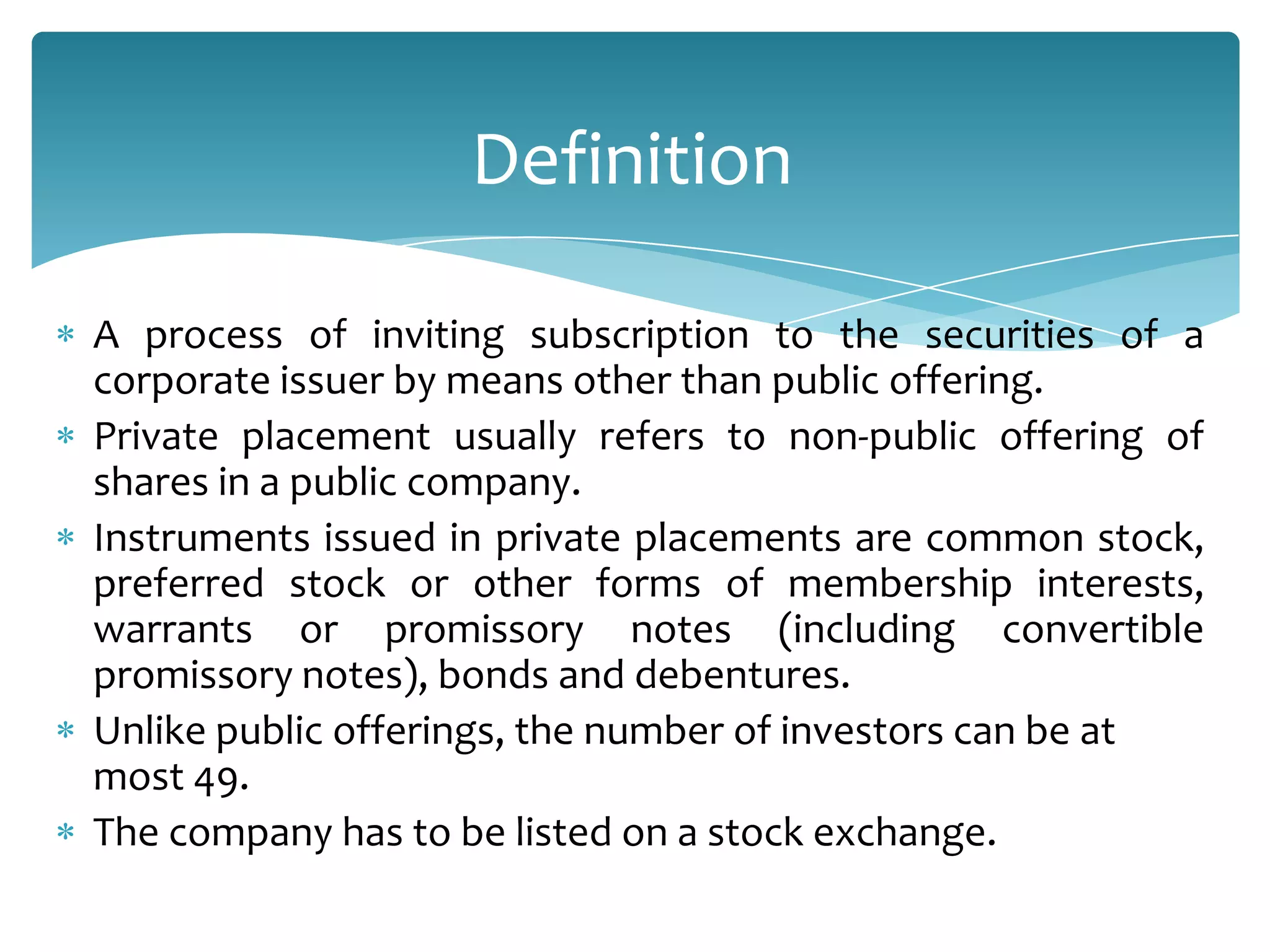 Private Placement | PPTX