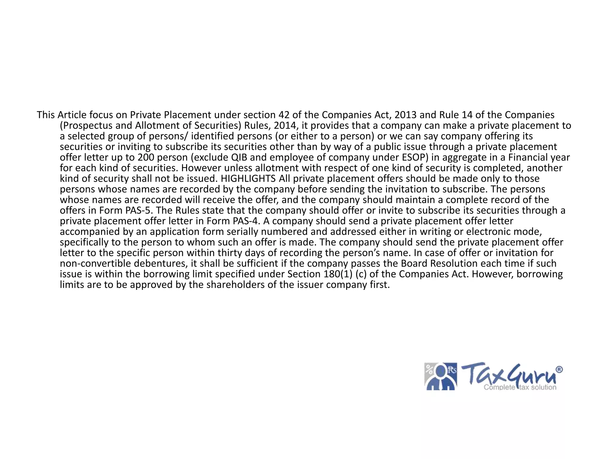 Private Placement – Section 42 of Companies Act 2013.pptx