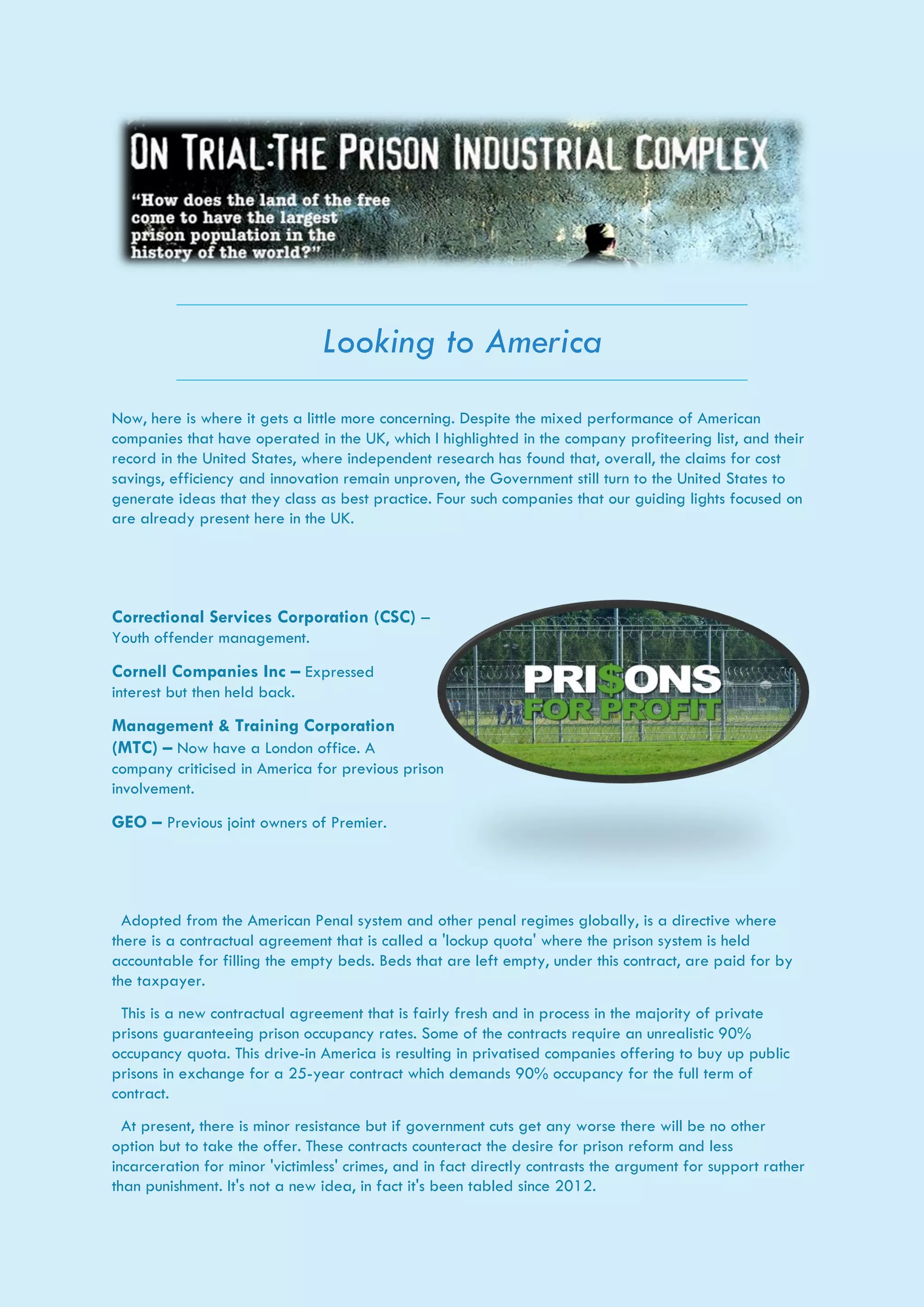 Private prison complex - Pros & Cons | PDF