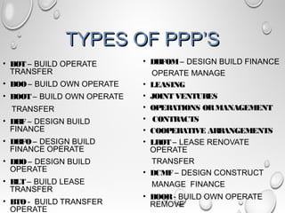Public private partnership | PPT