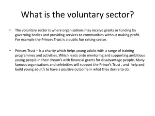 Private public voluntary sectors powerpoint | PPTX